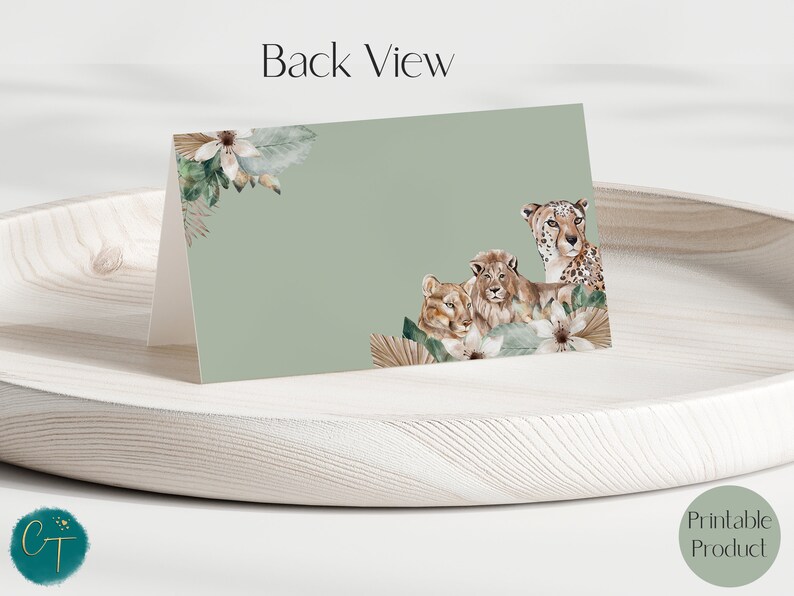 Editable Safari Tent Card, Jungle Place Card, Printable Sage Green ...