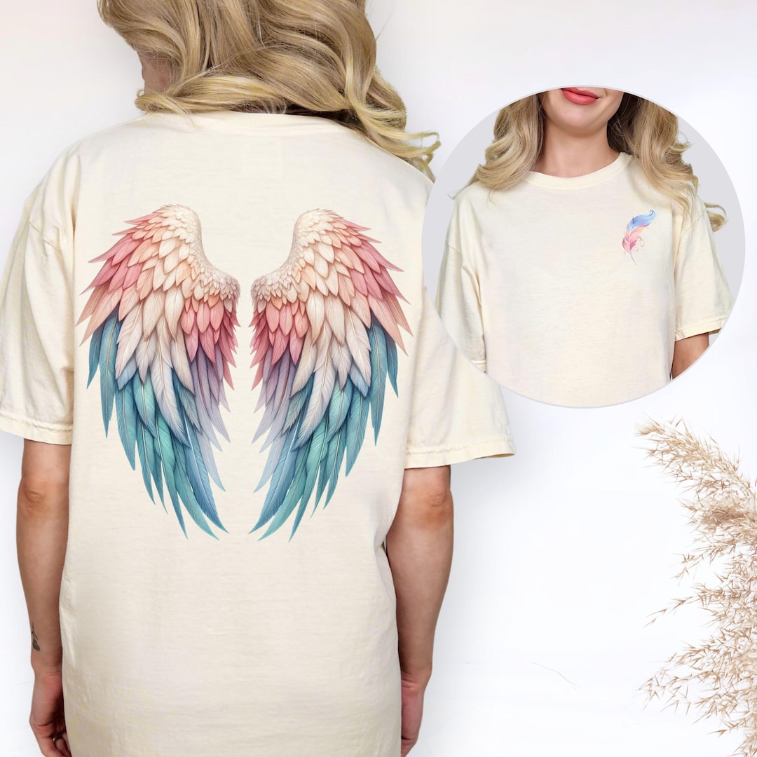 Angel Wings Shirt Pink and Blue Wings T-shirt Comfort Colors Front ...