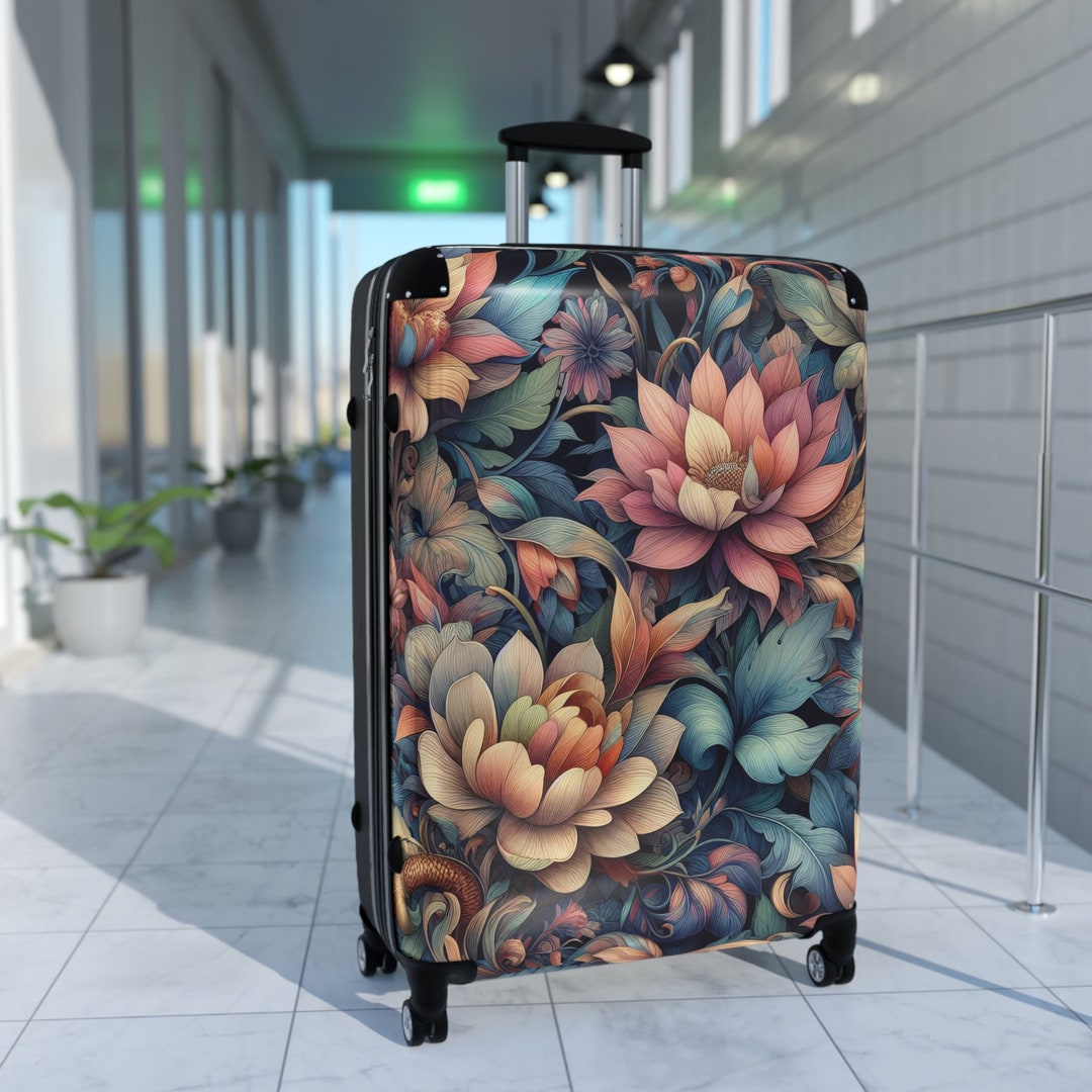 Floral Suitcase Rolling Luggage Hard Shell Suitcase With Wheels Fantasy ...