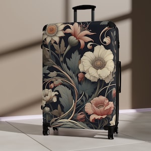 Floral Suitcase Rolling Luggage Hard Shell Suitcase With Wheels Vintage ...