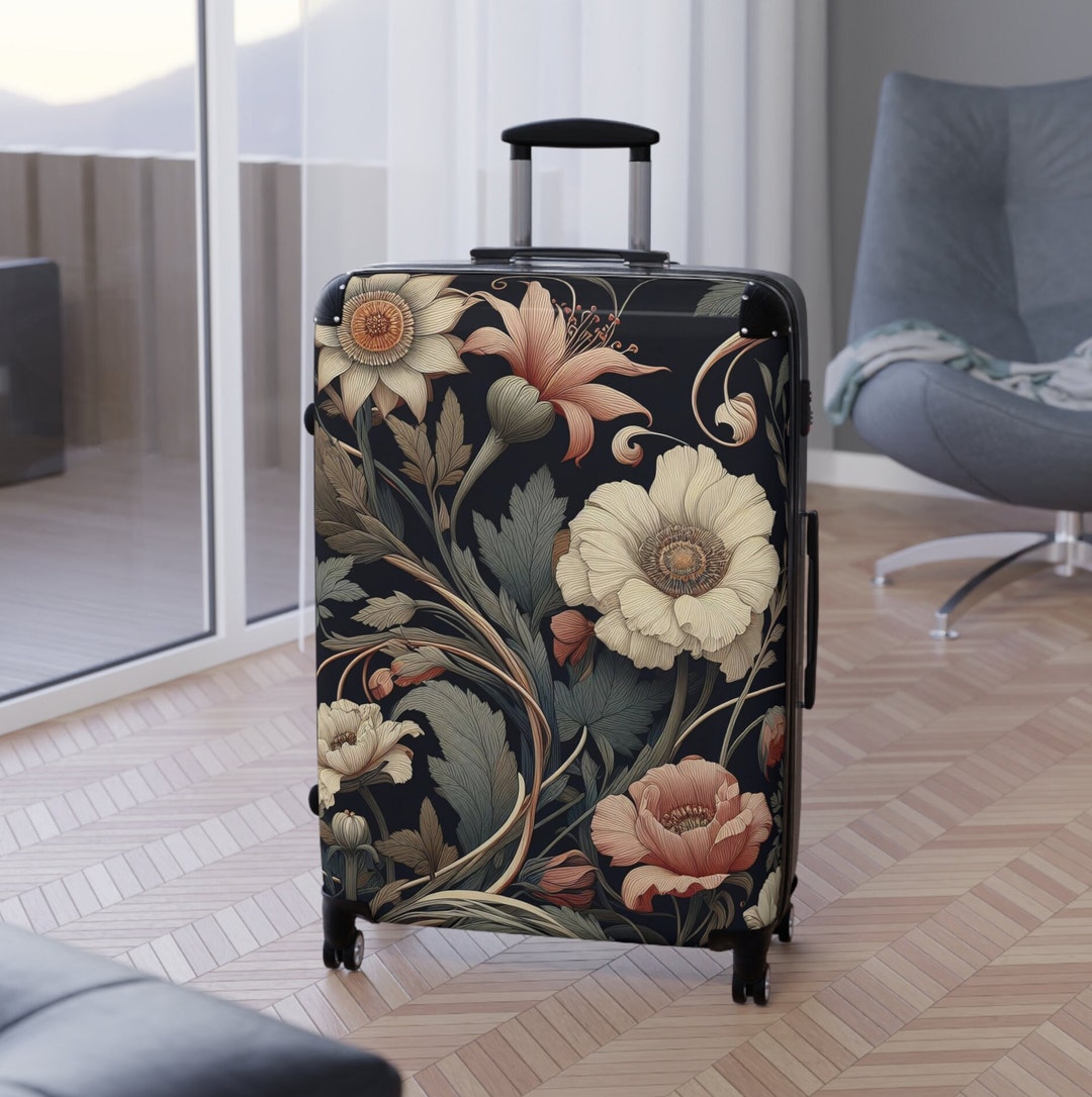 Floral Suitcase Rolling Luggage Hard Shell Suitcase With Wheels Vintage ...
