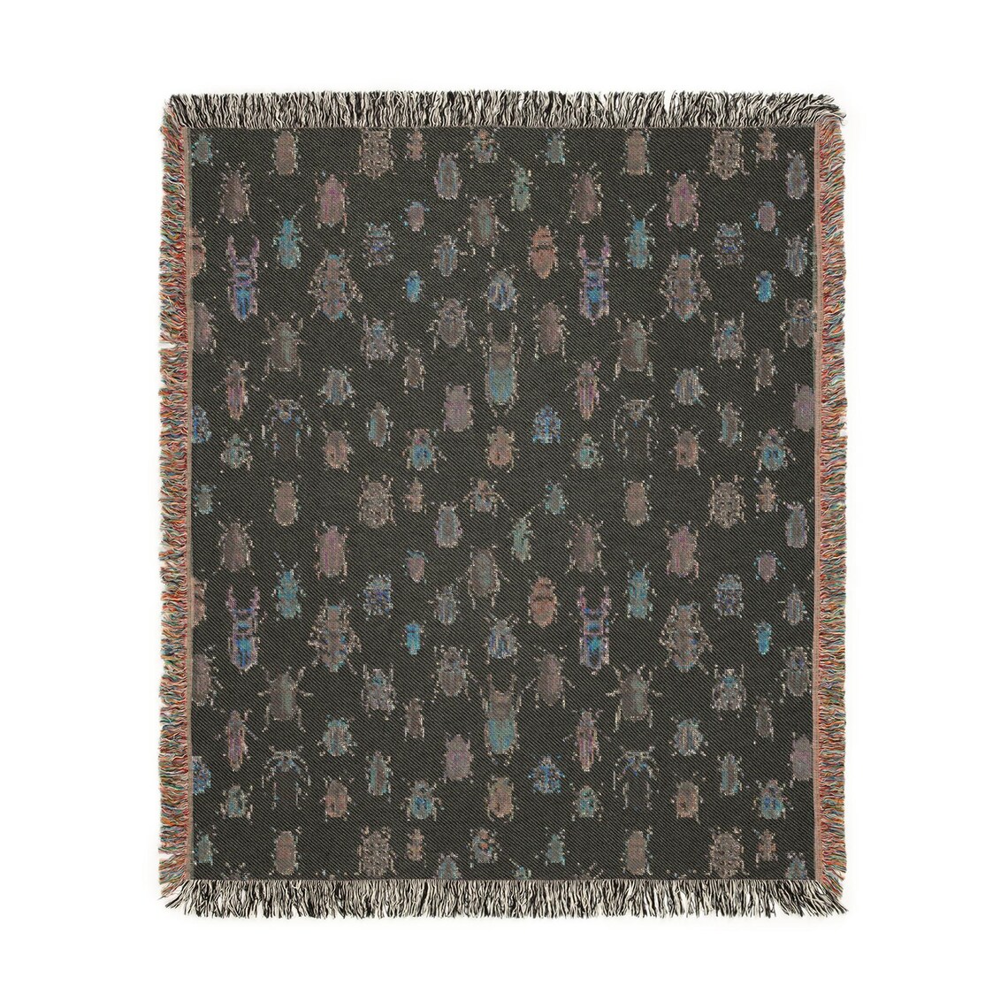Cute Beetles Woven Blanket 100% Cotton Rug Vintage Bugs Home Decor ...
