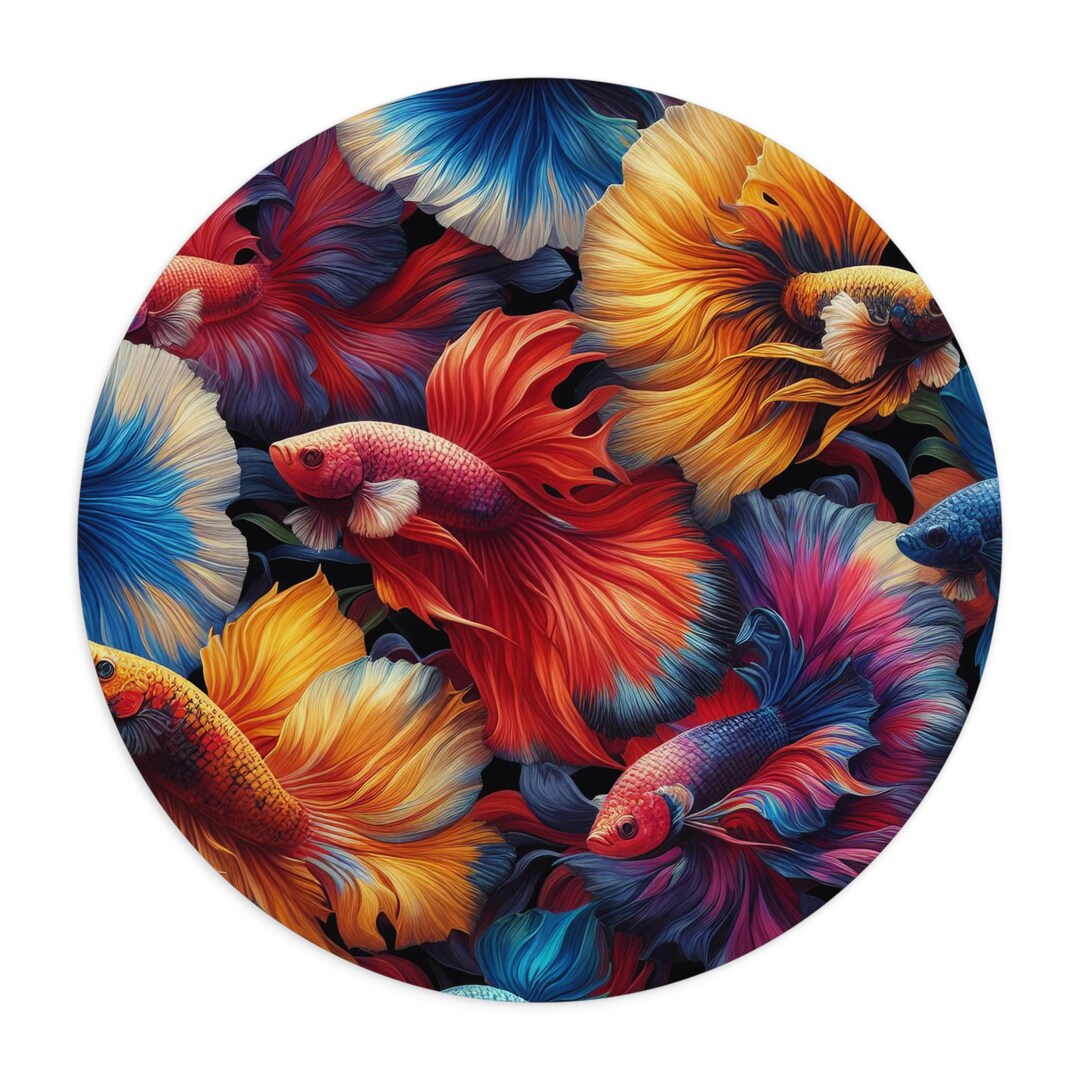 Betta Fish Mouse Pad Siamese Fighting Fish Mousepad Round or ...
