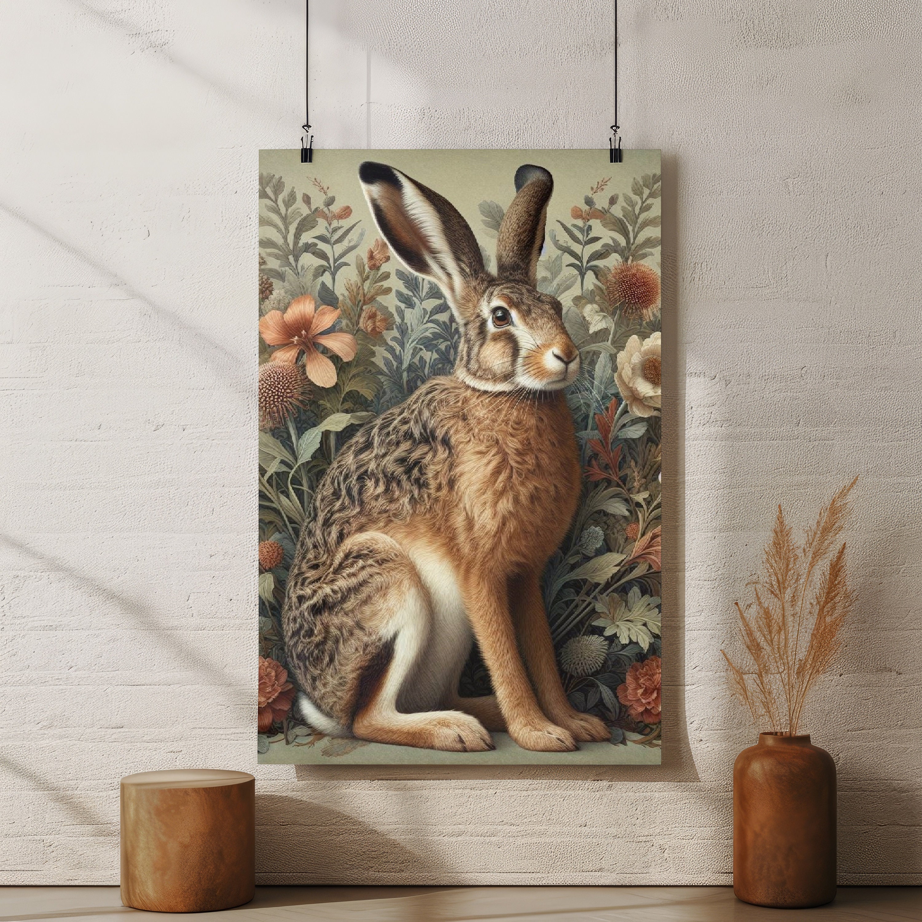 Wild Hare Satin Poster 210gsm William Morris Inspired Animal Art Print ...