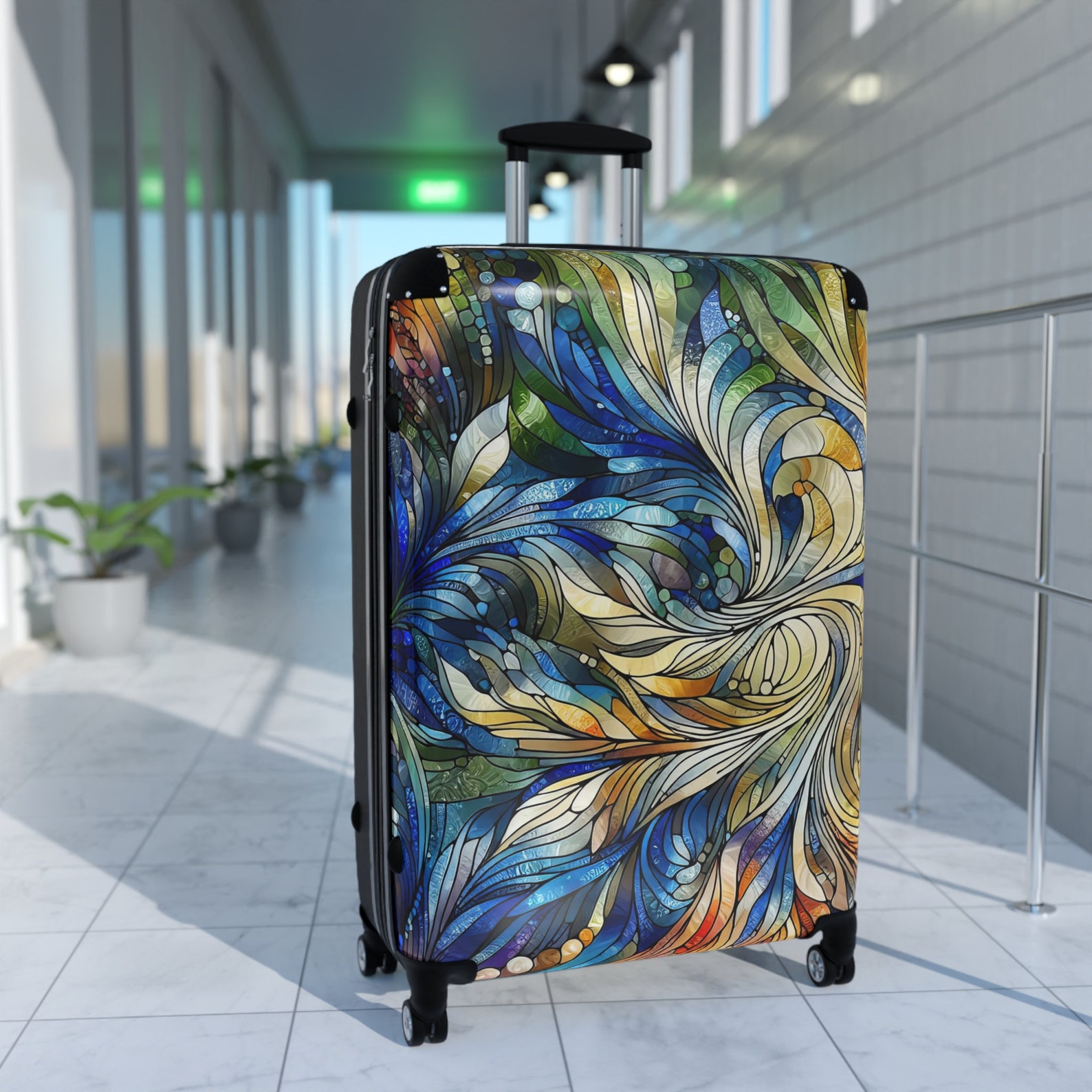 Stained Glass Effect Suitcase Rolling Luggage Hard Shell Suitcase With ...
