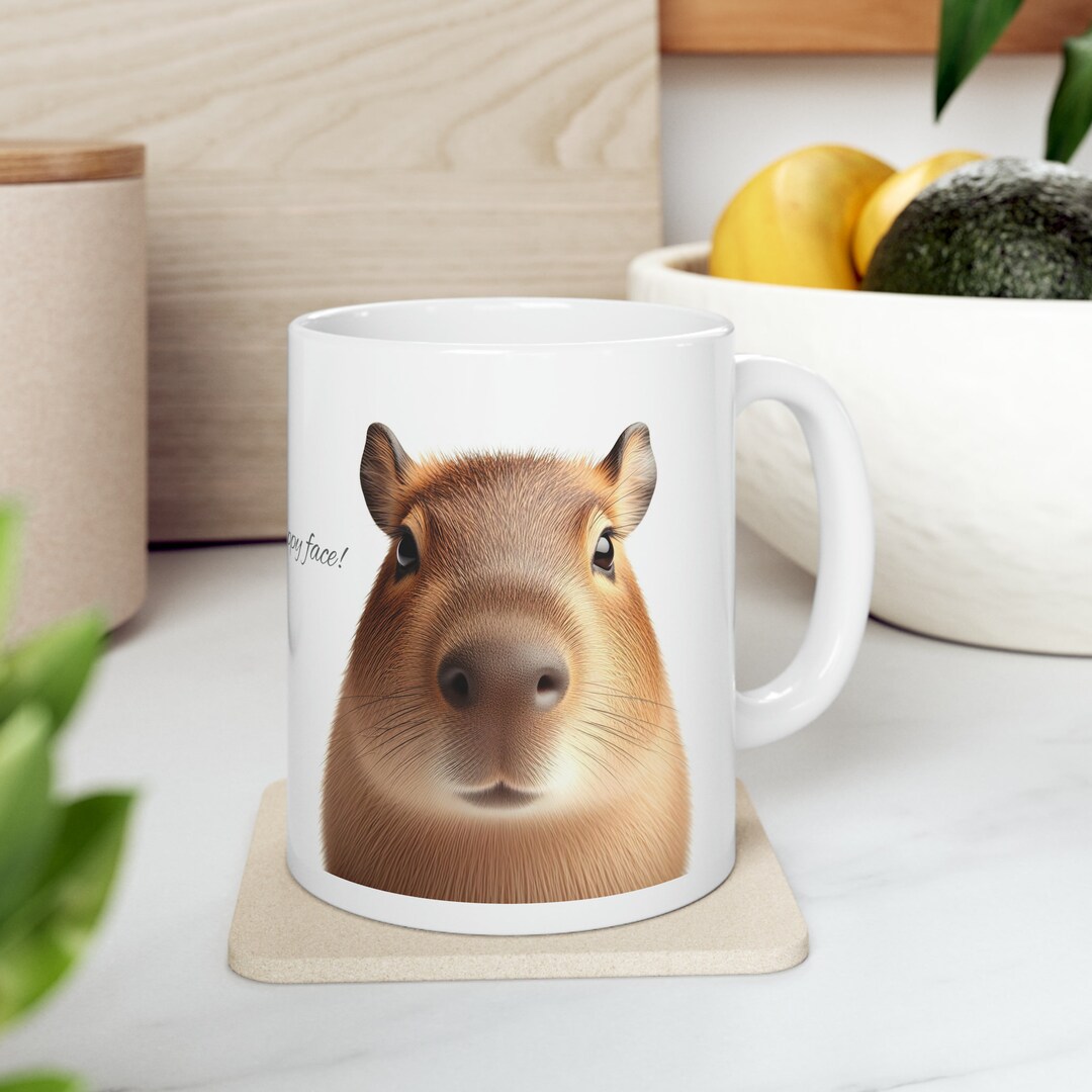 Cute Capybara Mug Funny Capybara Portrait Ceramic Coffee Mug Animal ...