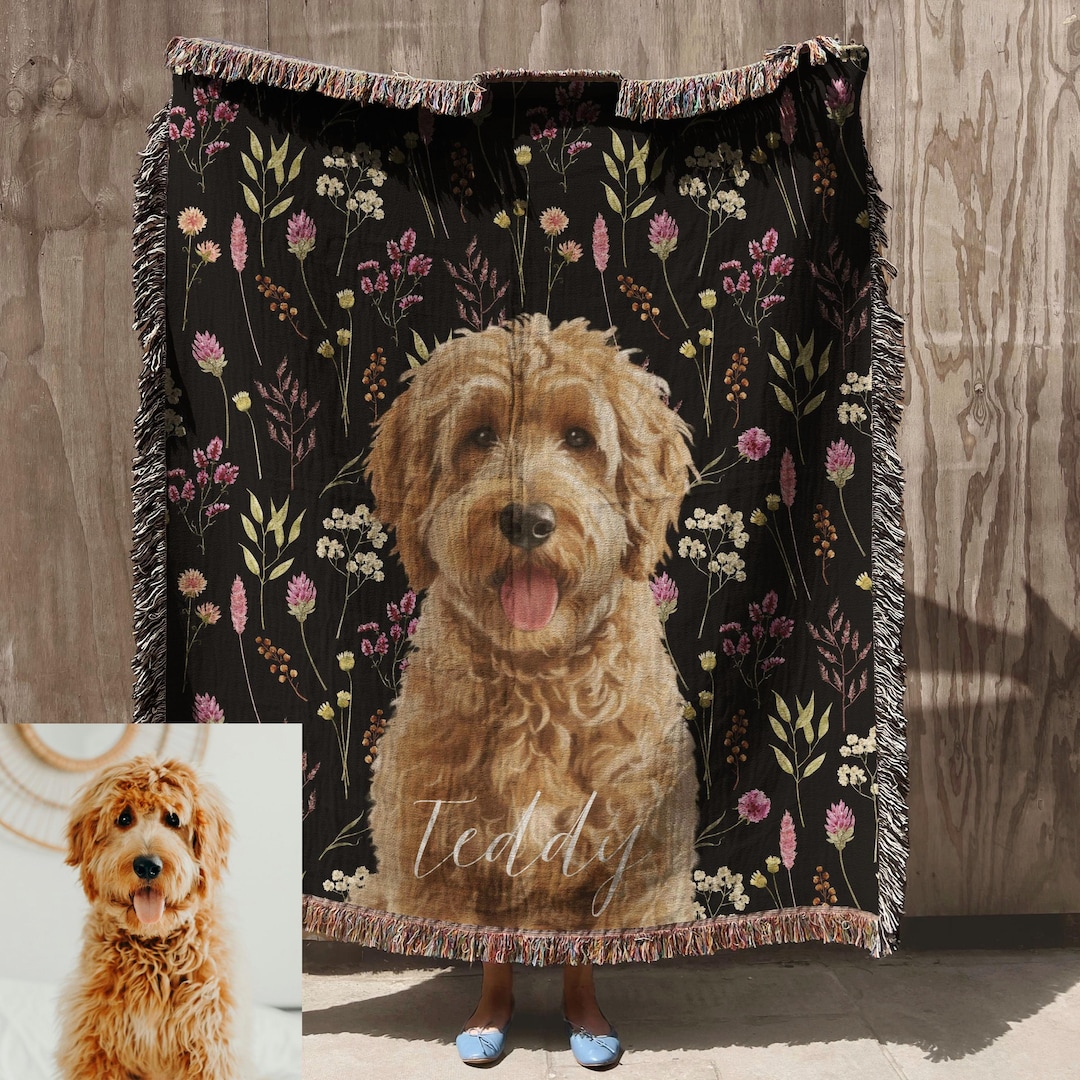 Custom Dog or Cat Woven Blanket - 100% Cotton Personalized Pet Name ...