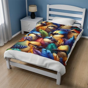 Birds of a Feather Velveteen Plush Blanket Colorful Birds Blanket Soft ...