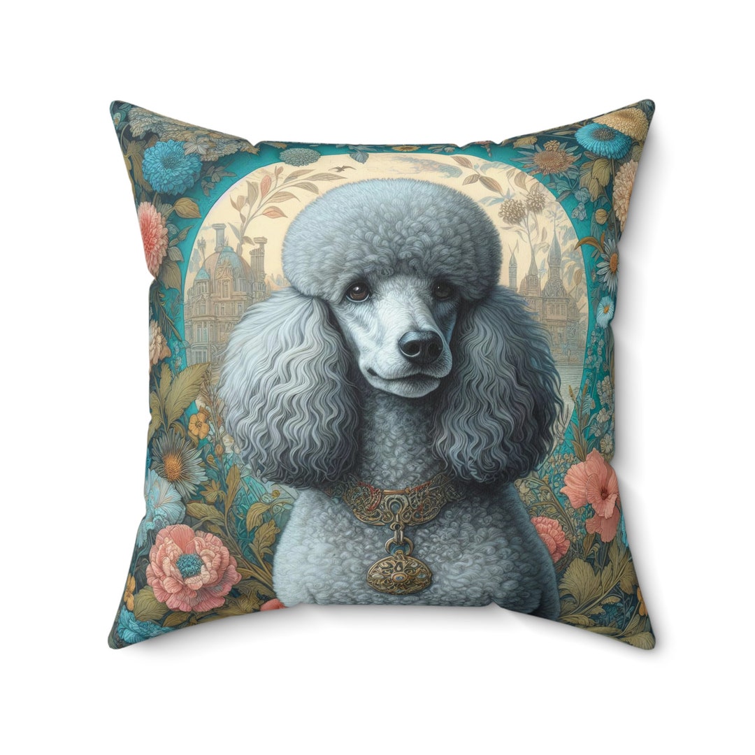 Poodle Pillow William Morris Inspired Cushion Dog Art Throw Pillow ...