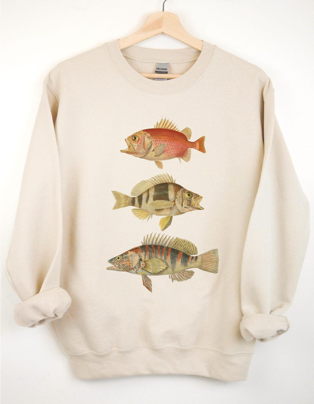 Retro Fish Sweatshirt Fisherman Aesthetic Pullover Vintage Fish ...