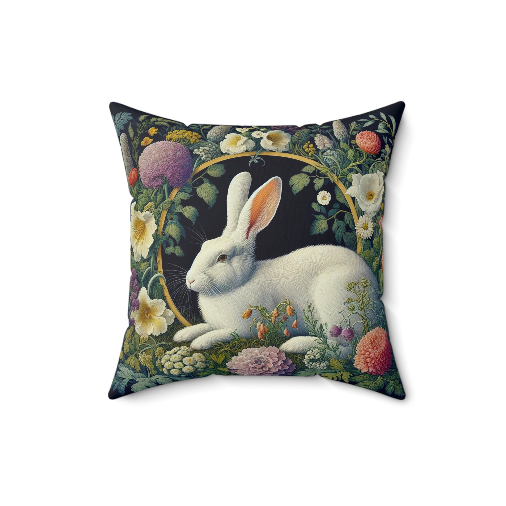 White Rabbit Pillow William Morris Inspired Cushion White Bunny Throw ...