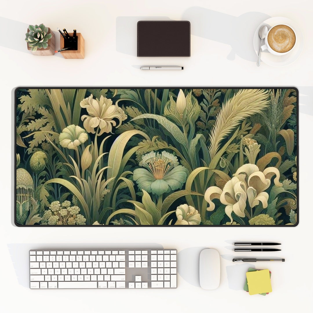 Sage Green Botanical Desk Mat Vintage Floral Decor Nature Inspired ...