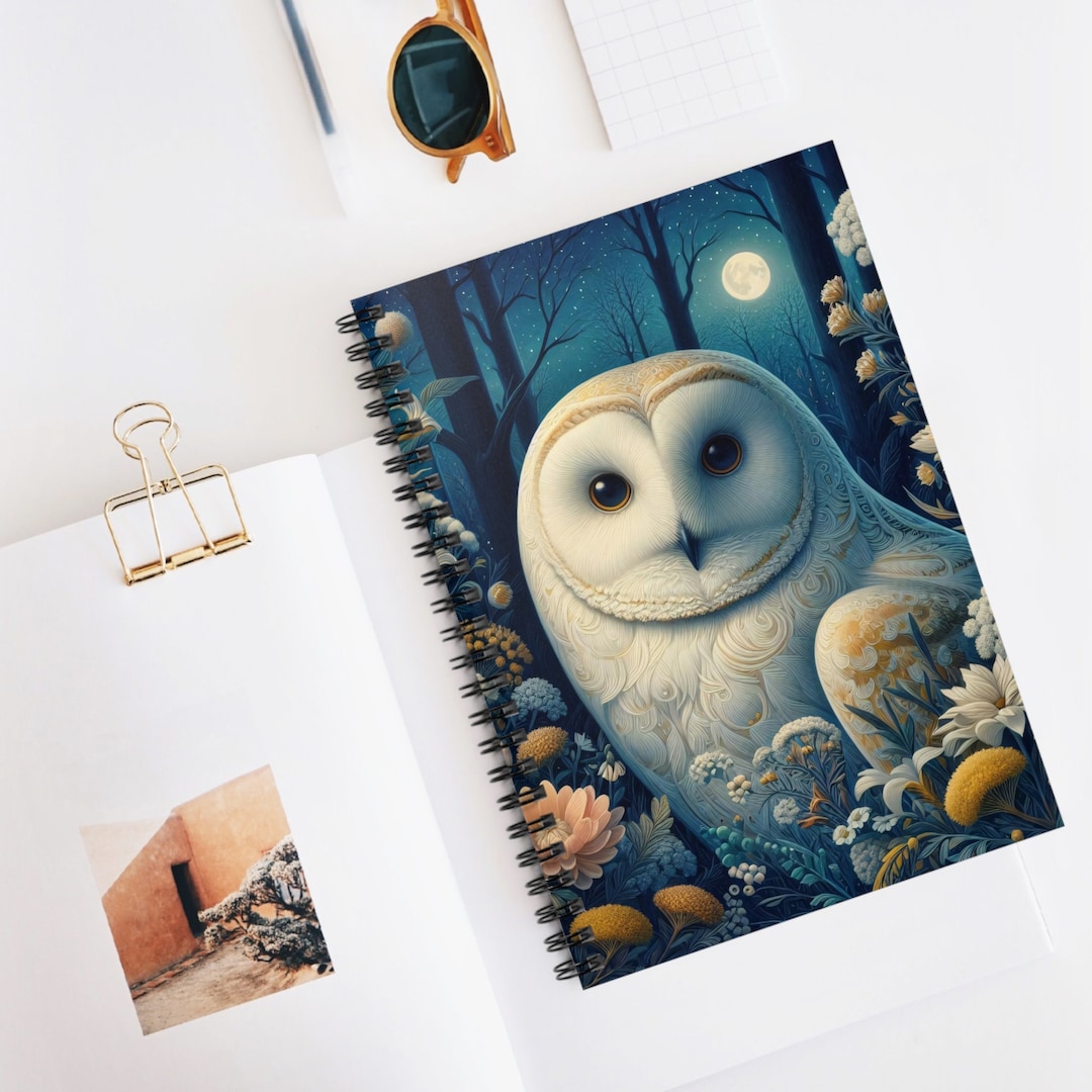 White Owl Spiral Notebook William Morris Inspired Barn Owl Notebook ...