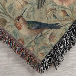 Hummingbirds Woven Blanket William Morris Inspired 100% Cotton Rug ...