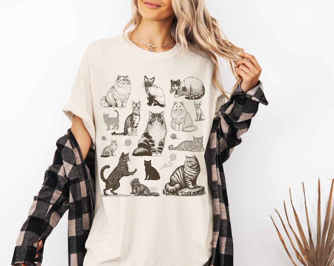 Retro Cats Shirt - Vintage 90s Tattoo Style Cat T-shirt, Y2K Vintage ...