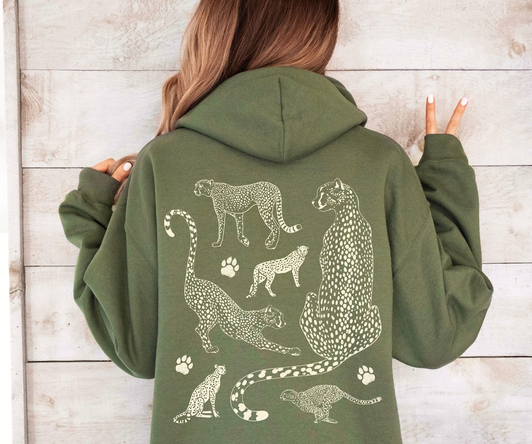 Cheetah Hoodie - Playful Cheetahs Hooded Sweatshirt Back & Front Print ...