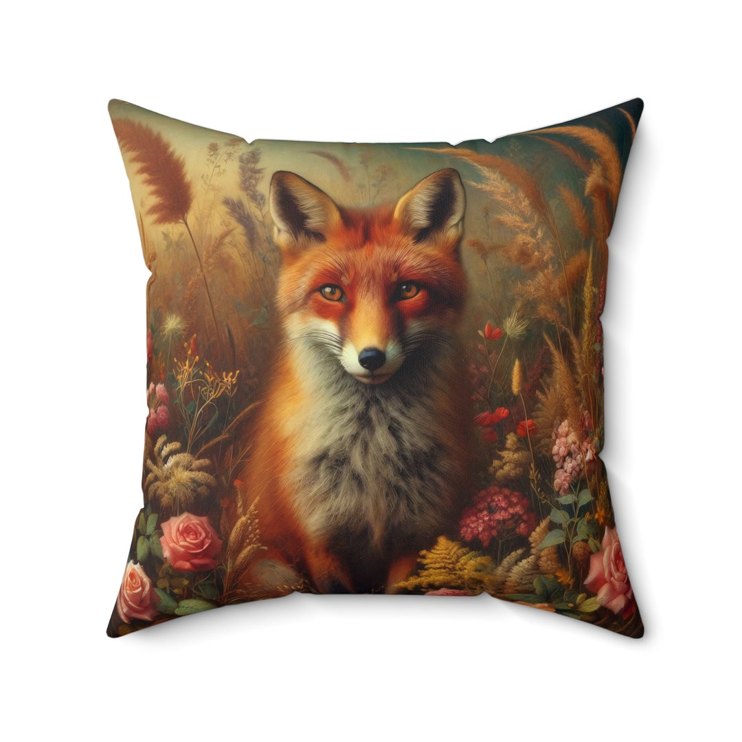 Autumn Fox Pillow Cottagecore Design Cushion Fox in the Field Throw ...