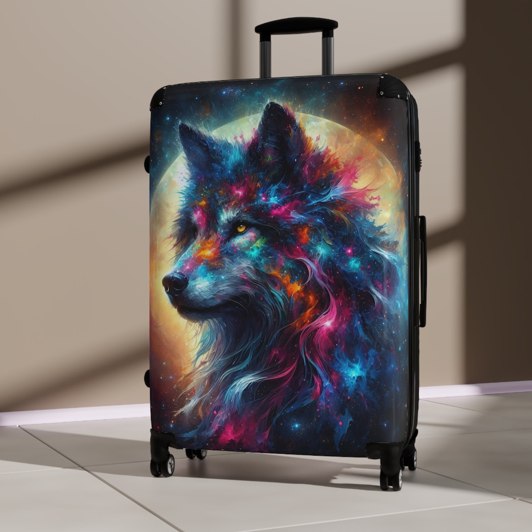 Moon Wolf Suitcase Rolling Luggage Hard Shell Suitcase With Wheels ...