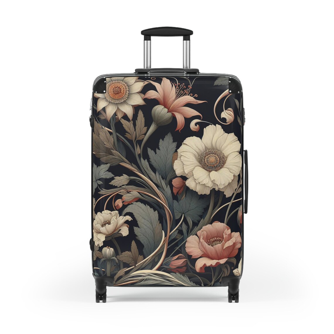 Floral Suitcase Rolling Luggage Hard Shell Suitcase With Wheels Vintage ...