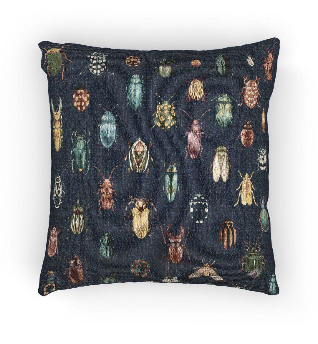 Colorful Beetles Woven Pillow Insects Home Decor Cotton Blend Cushion ...
