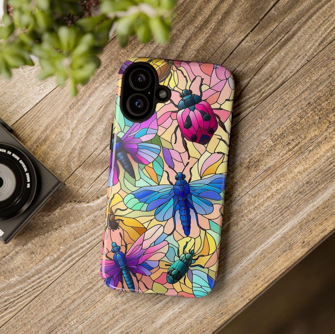 Colorful Bugs Stained Glass Effect Protective Phone Cover for Apple ...