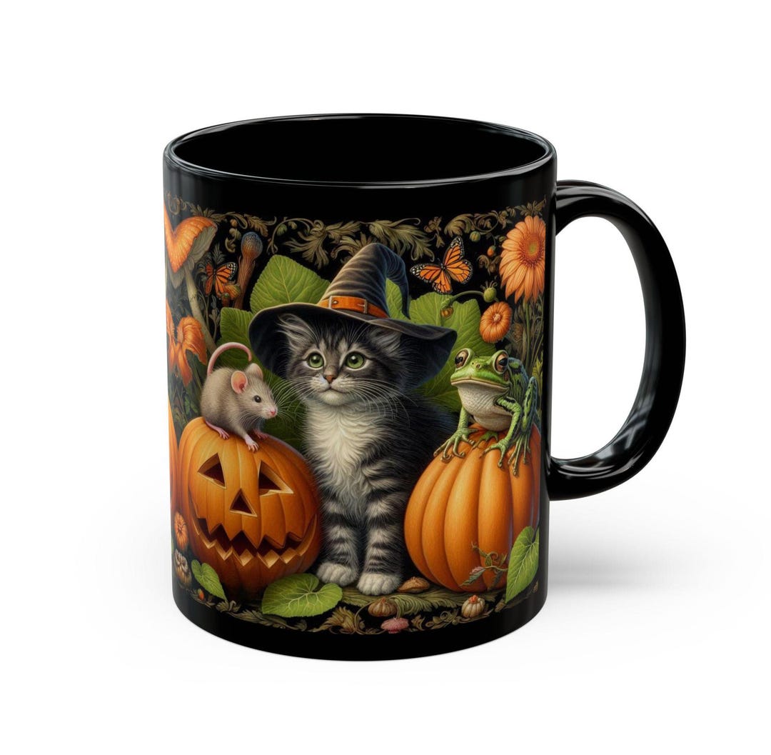 Halloween Cat Mug Cute Kitten Pumpkin Frog Mouse Coffee Mug Funny ...