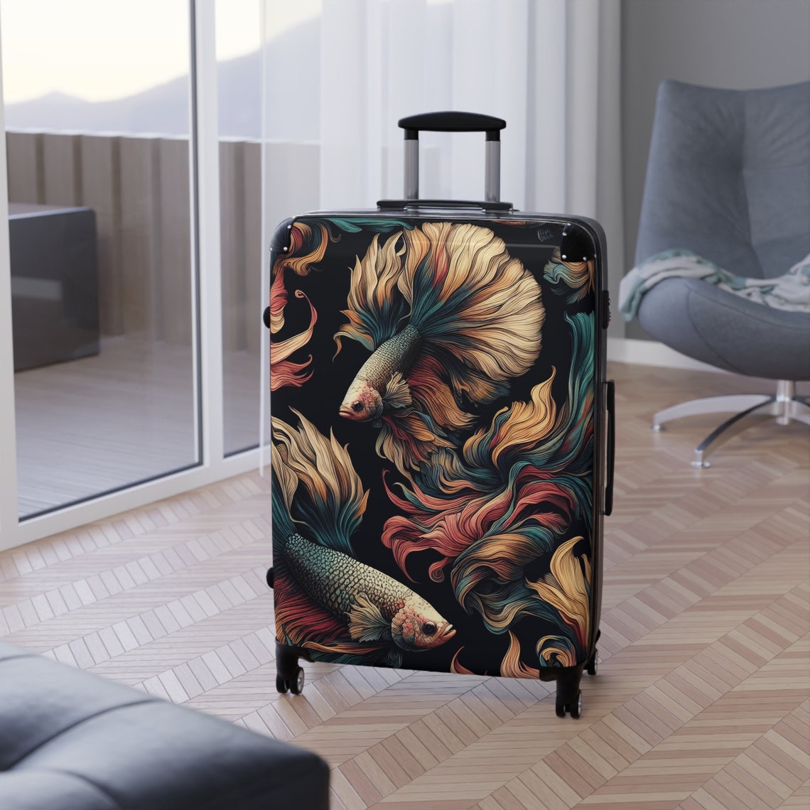 Betta Fish Suitcase Rolling Luggage Hard Shell Suitcase With Wheels ...