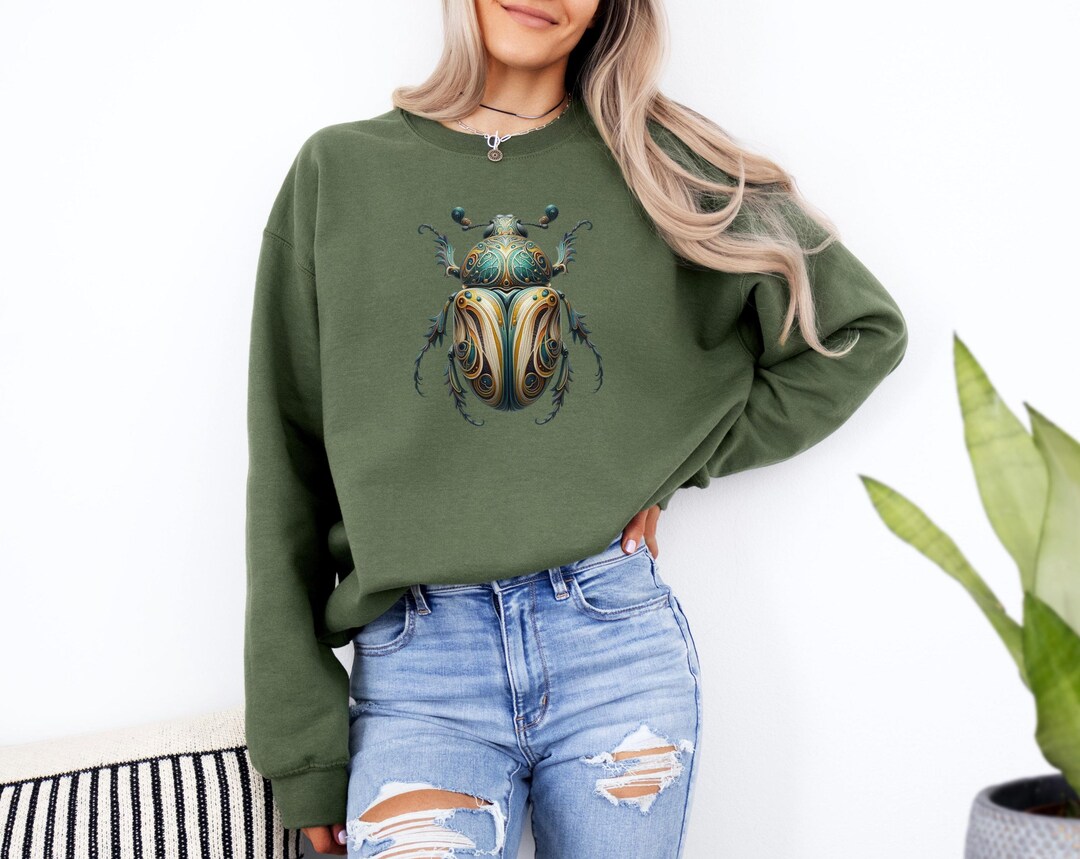 Green and Gold Beetle Sweatshirt Boho Bug Unisex Crewneck Sweater ...