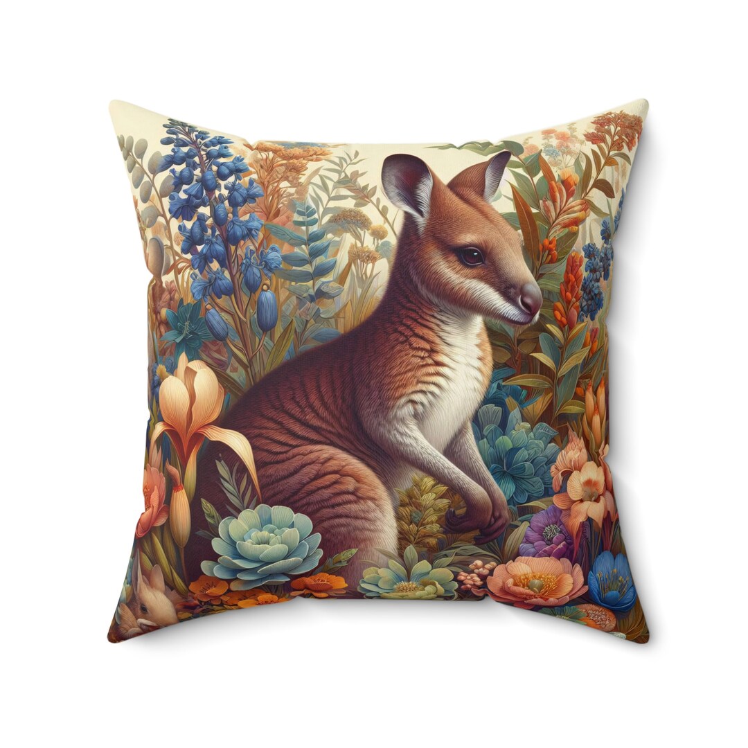 Wallaby Pillow William Morris Inspired Cushion Australian Kangaroo and ...