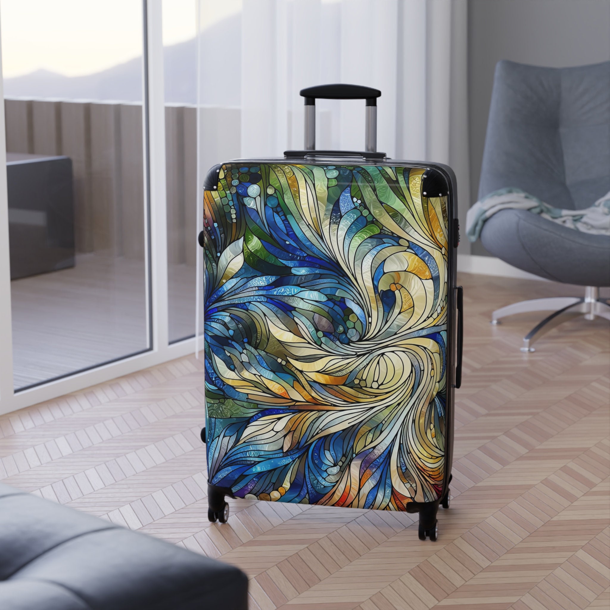 Stained Glass Effect Suitcase Rolling Luggage Hard Shell Suitcase With ...