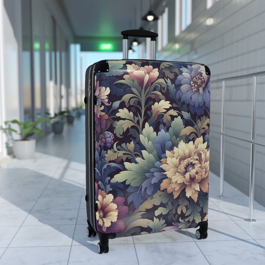 Vintage Floral Suitcase Rolling Luggage Hard Shell Suitcase With Wheels ...