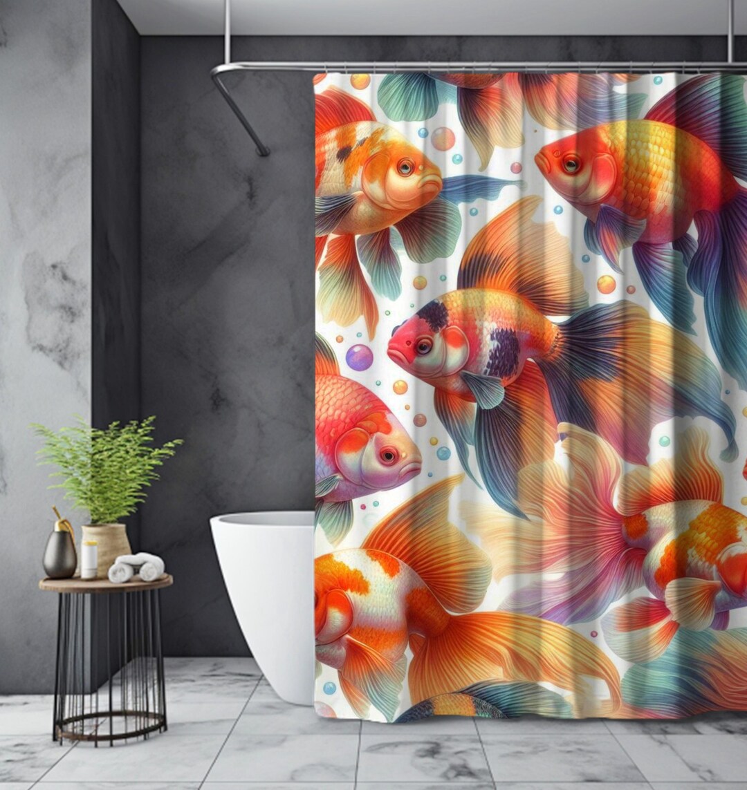 Goldfish Shower Curtain Tropical Fish Home Decor Colorful Fish Bathroom ...