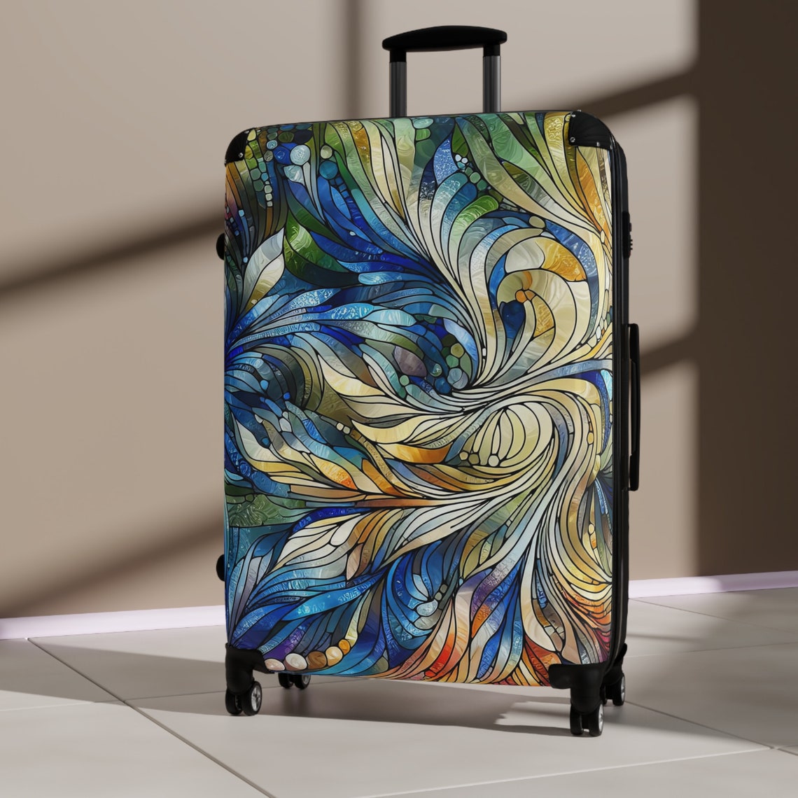 Stained Glass Effect Suitcase Rolling Luggage Hard Shell Suitcase With ...