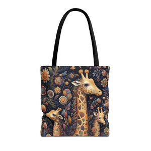Whimsical Giraffe Family Tote Bag Giraffe Shopping Bag Vintage Style ...