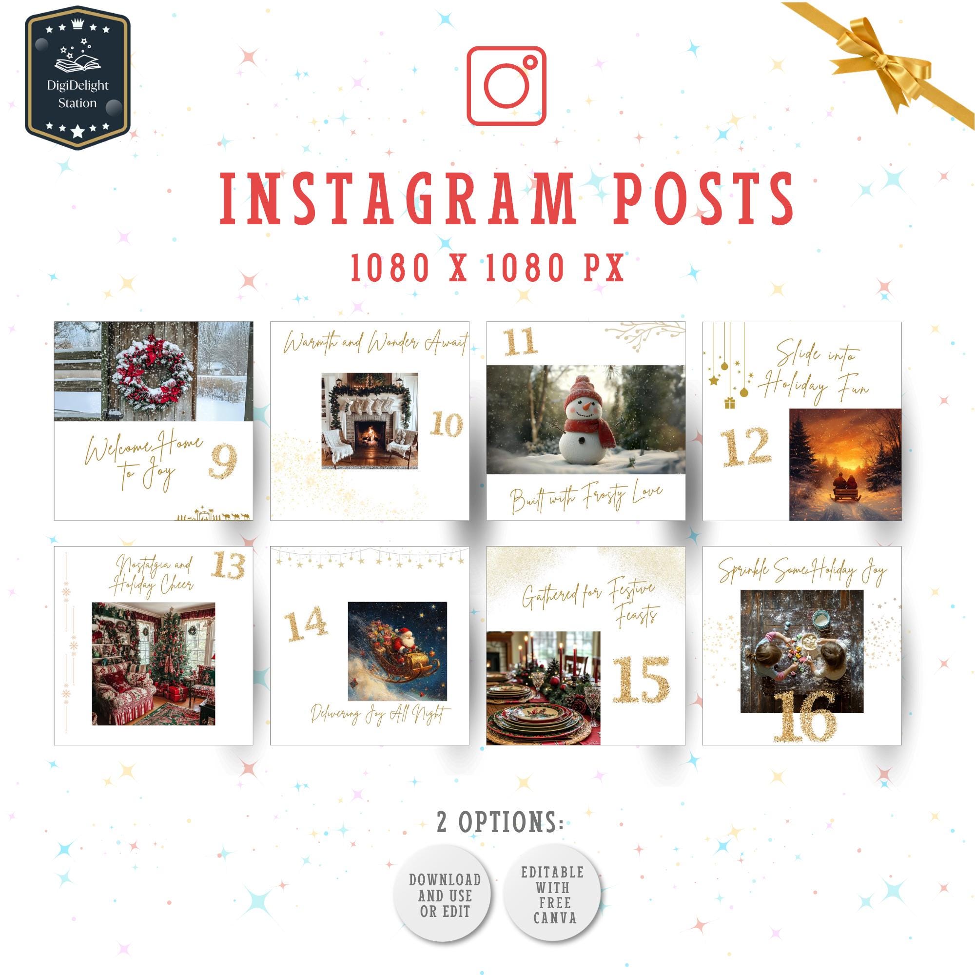 Editable Christmas Instagram Advent Calendar Templates for Posts ...