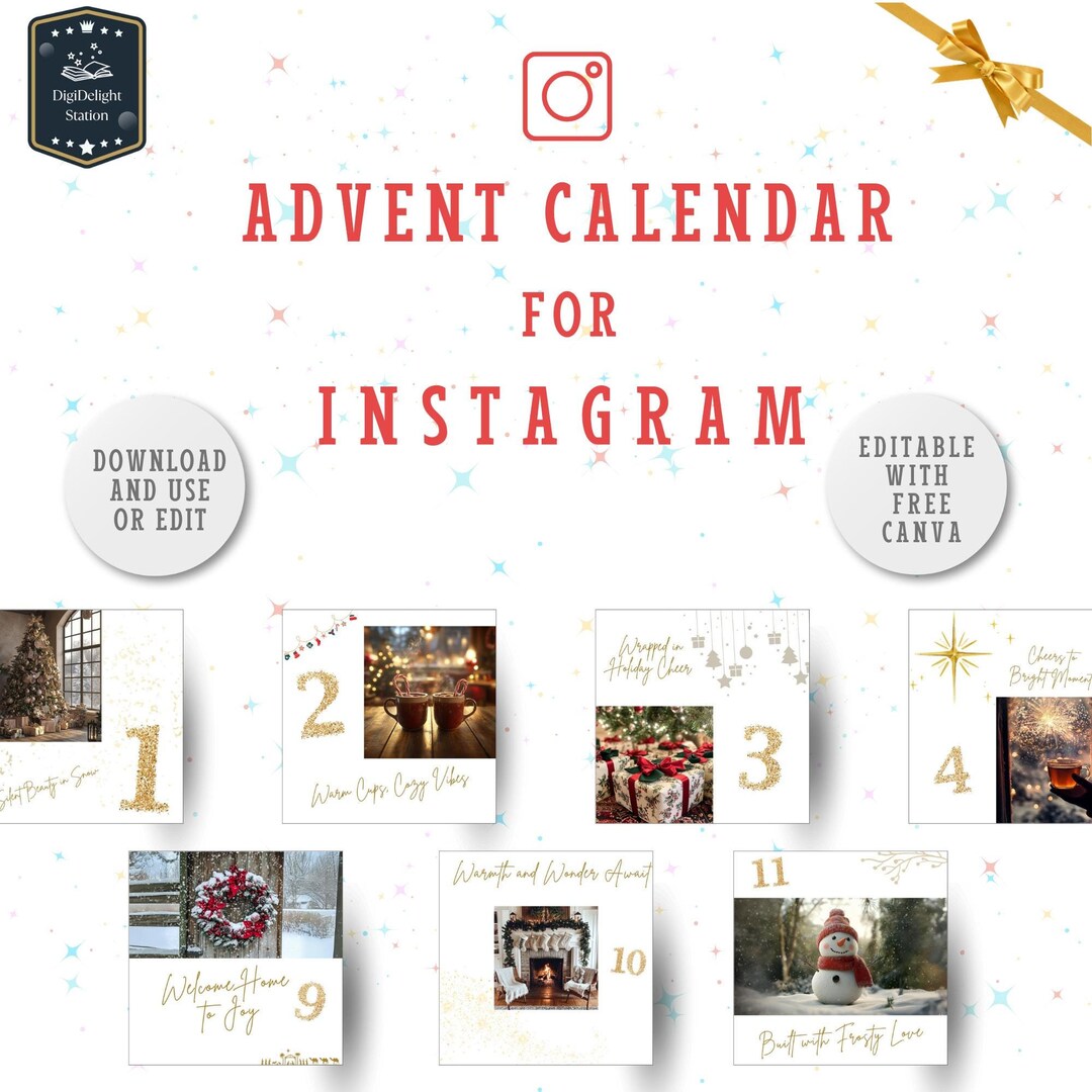 Editable Christmas Instagram Advent Calendar Templates for Posts ...