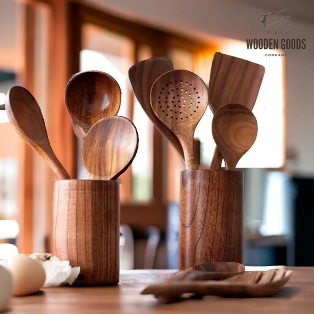 Wooden Utensils Holder Kitchen Utensils Organizer Chopsticks Storage ...