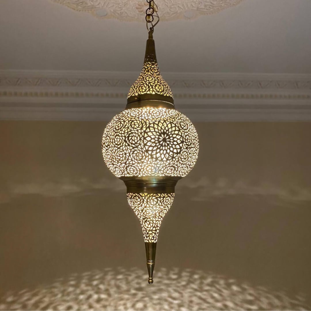 Moroccan Hanging Light Fixture, Simple Brass Hanging Lamp Shade, Unique ...