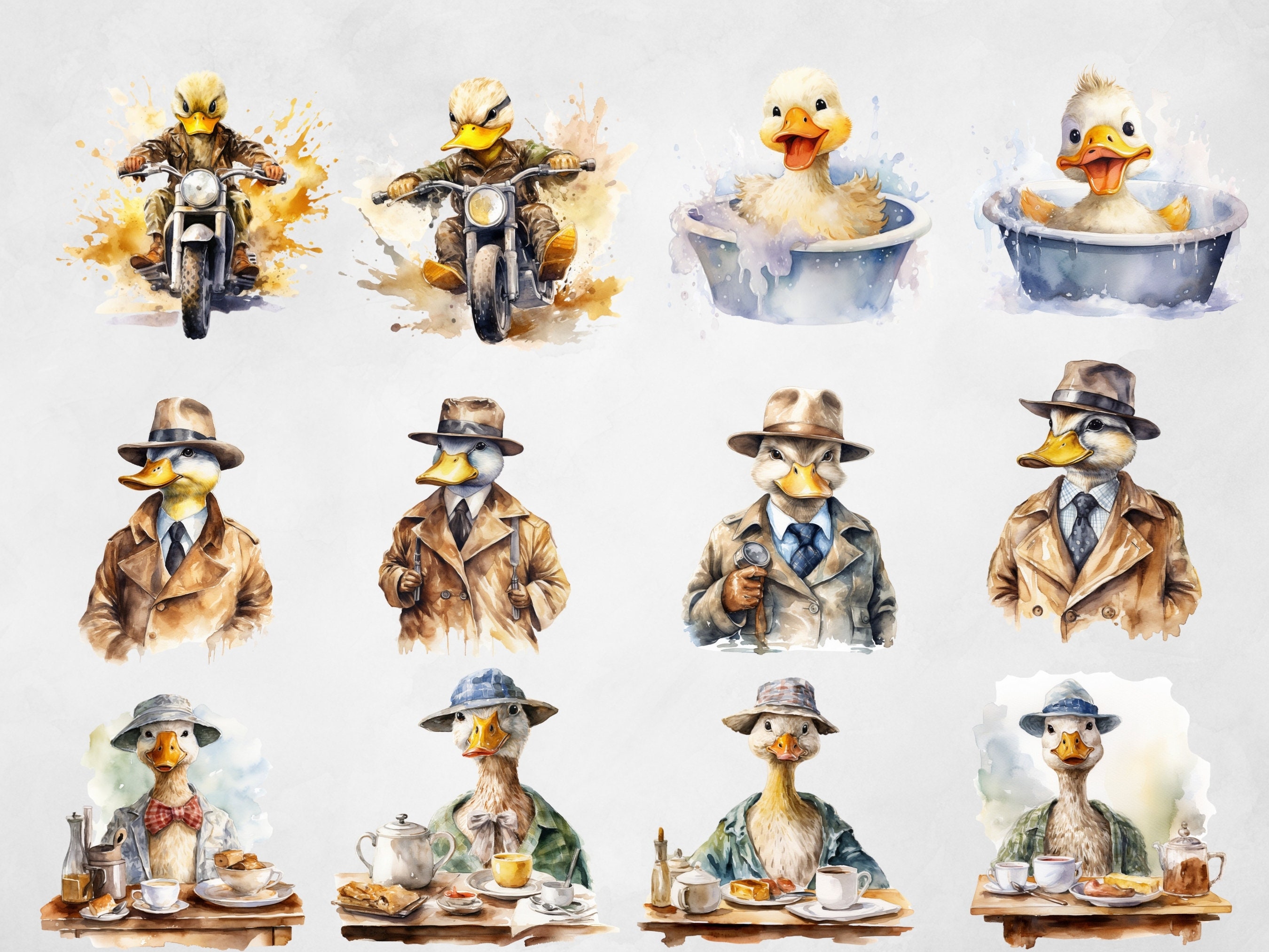 Funny Ducks Clipart, Duck Clipart PNG Graphics, Watercolor Ducks ...