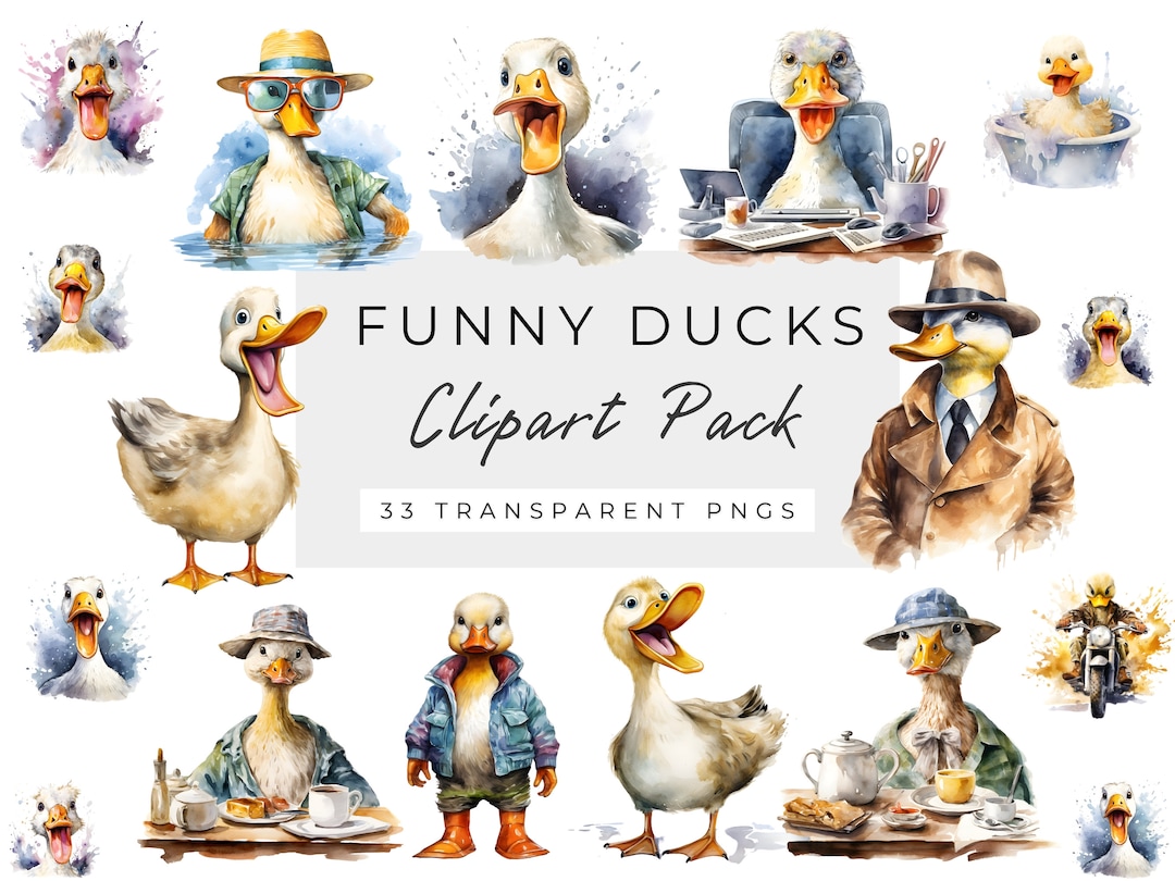 Funny Ducks Clipart, Duck Clipart PNG Graphics, Watercolor Ducks ...