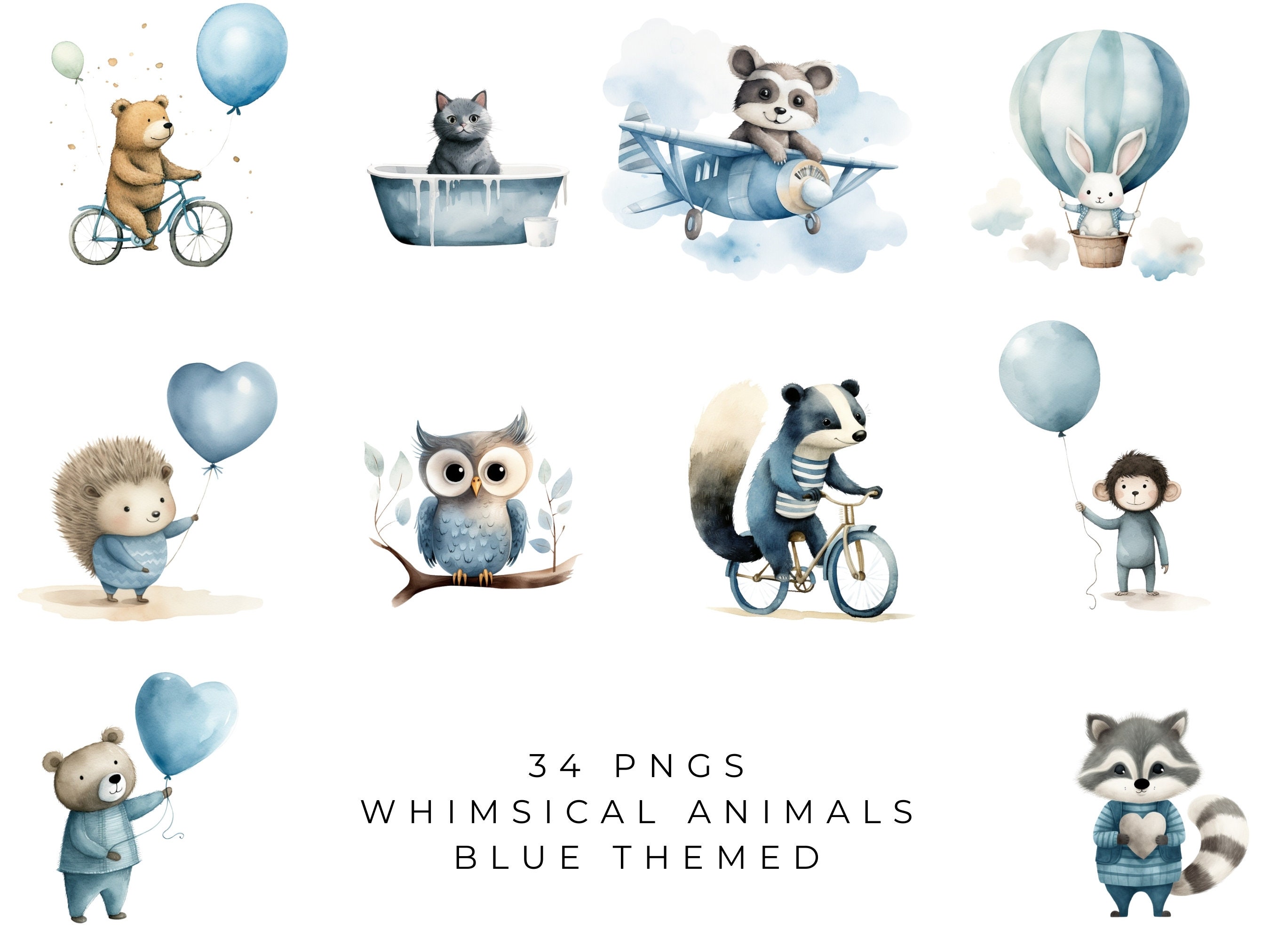 Baby Boy Animals Clipart,boy Baby Shower Clipart,boy Nursery Clipart ...