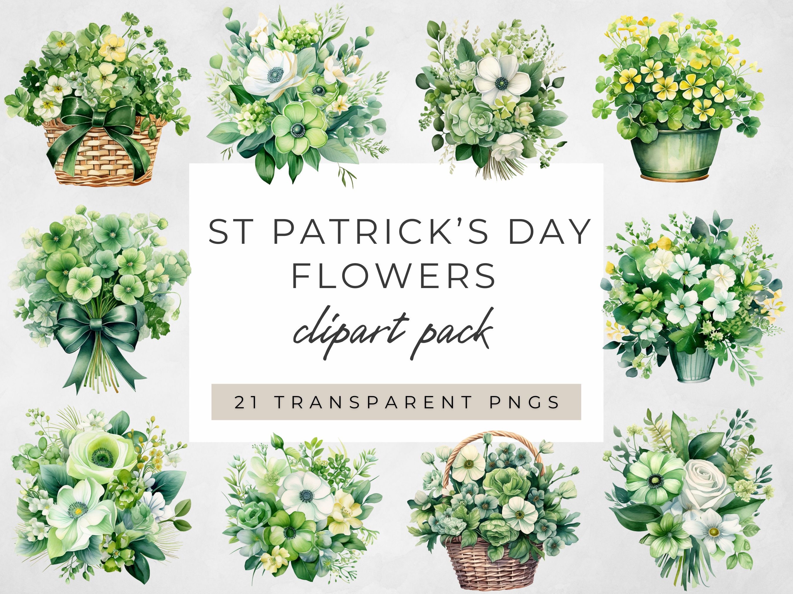 St Patricks Day Flowers Clipart, St Patricks Day Themed Clipart, St ...