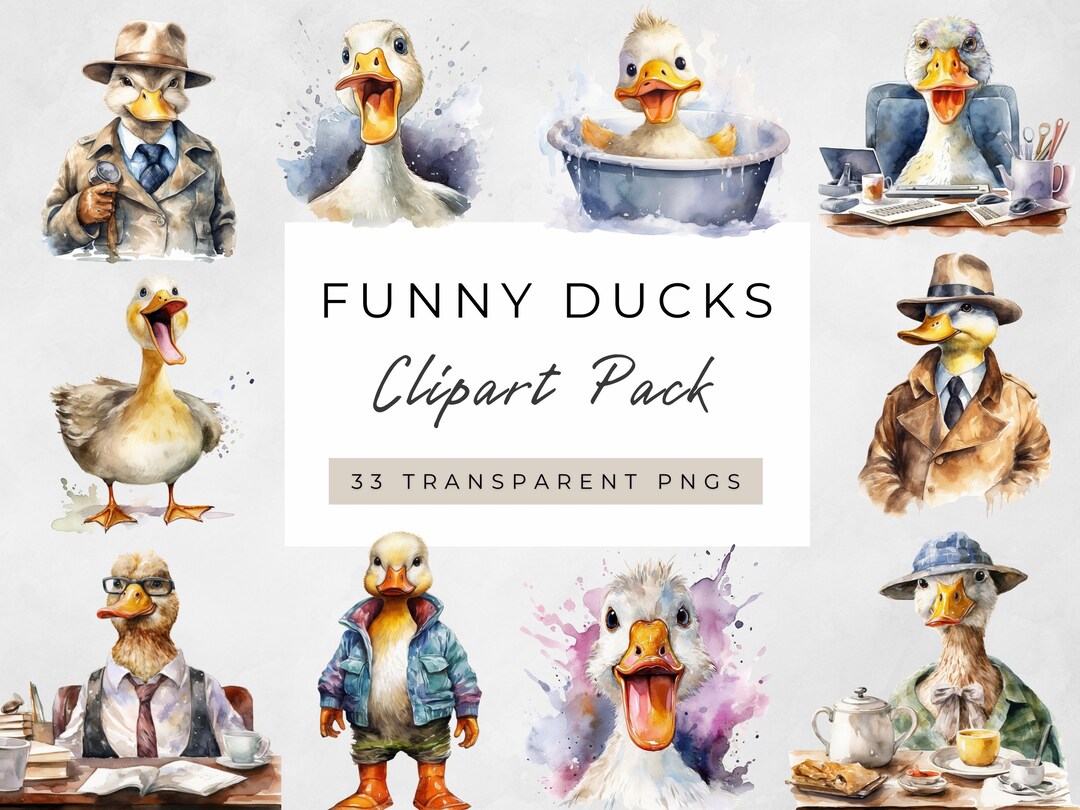 Funny Ducks Clipart, Duck Clipart PNG Graphics, Watercolor Ducks ...