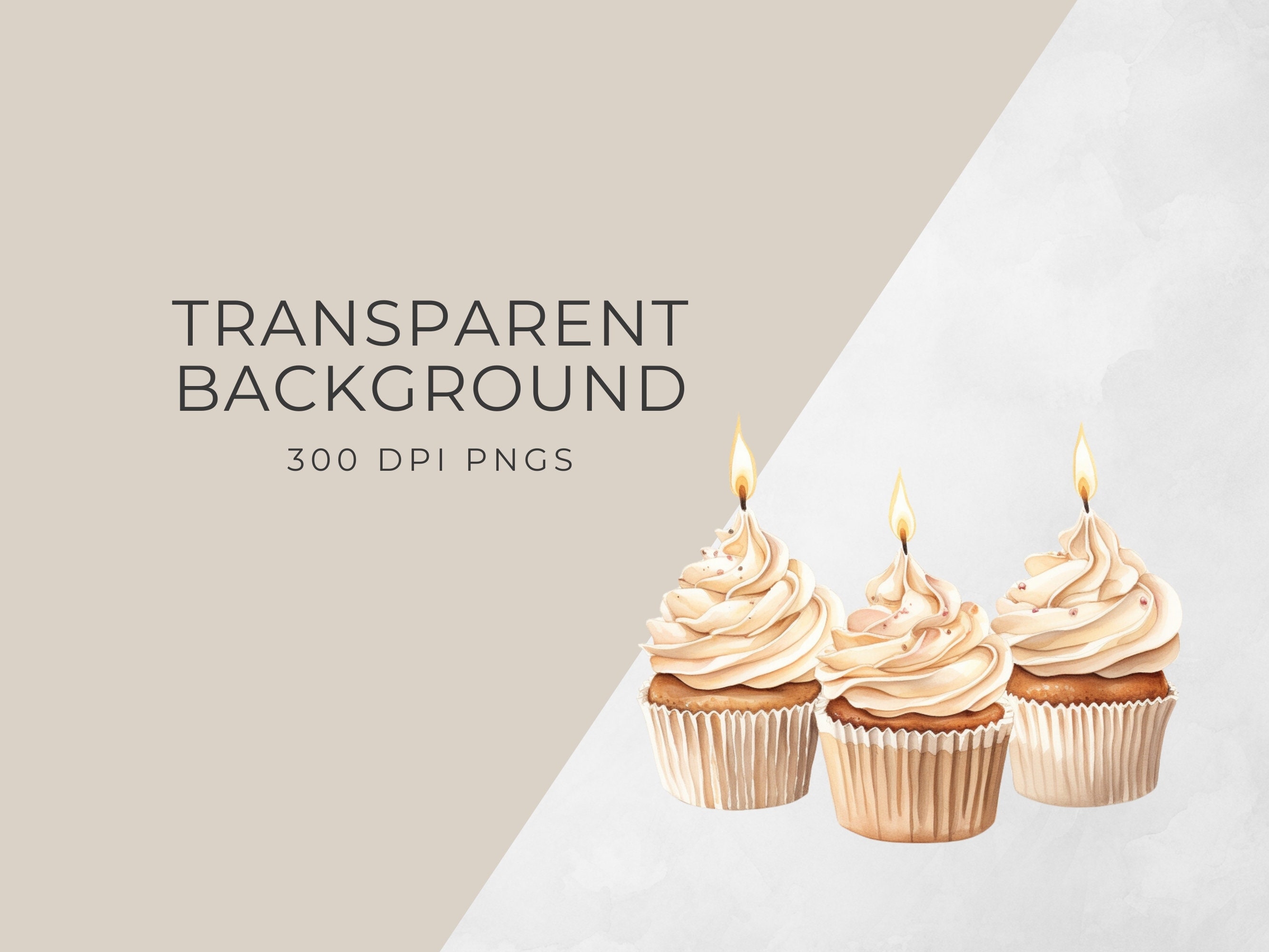 Neutral Birthday Clipart, Happy Birthday Clipart, Beige Birthday ...