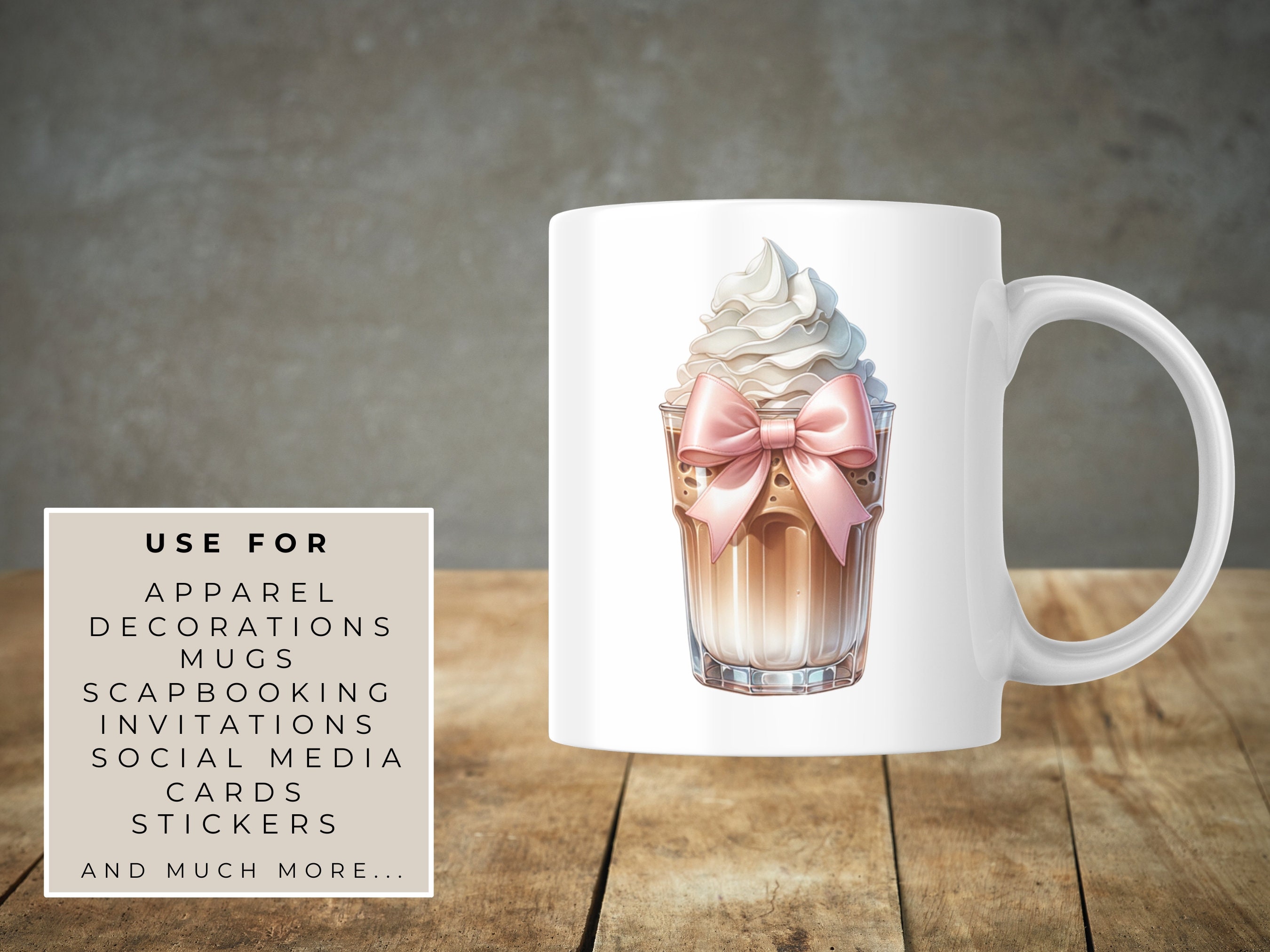 Iced Coffee Clipart,coquette Pink Bow Clipart,coquette Iced Coffee ...