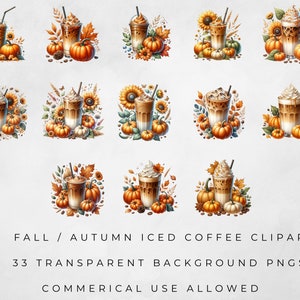 Fall Autumn Iced Coffees Clipart,fall Coffee Png,fall Drinks Png ...