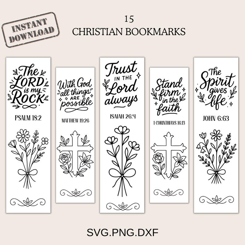 Christian Bookmarks SVG PNG Bundle, Christian Bookmark Cut File Svg ...