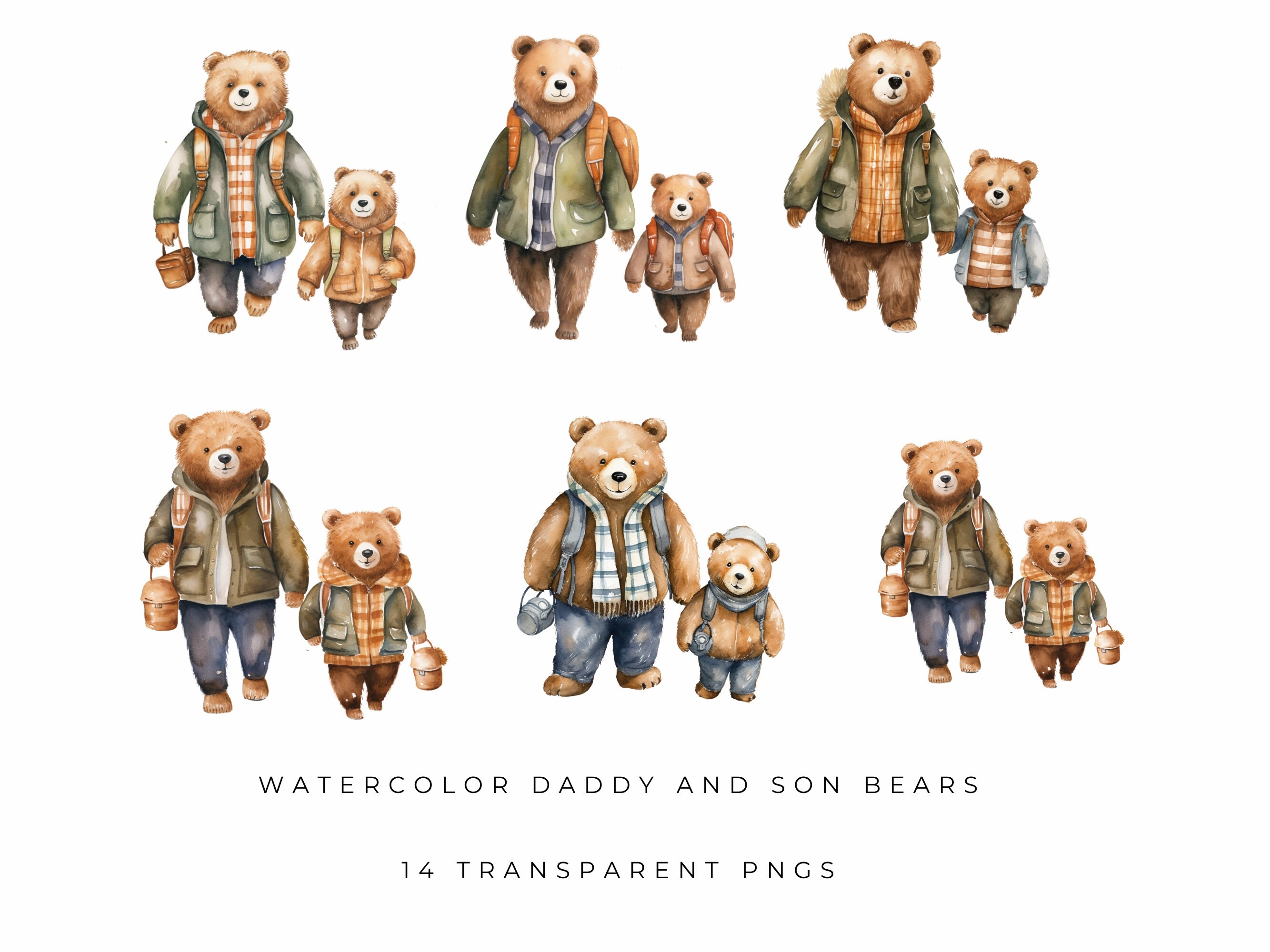 Watercolor Father's Day Clipart, Daddy and Son Clipart Png, Father and ...