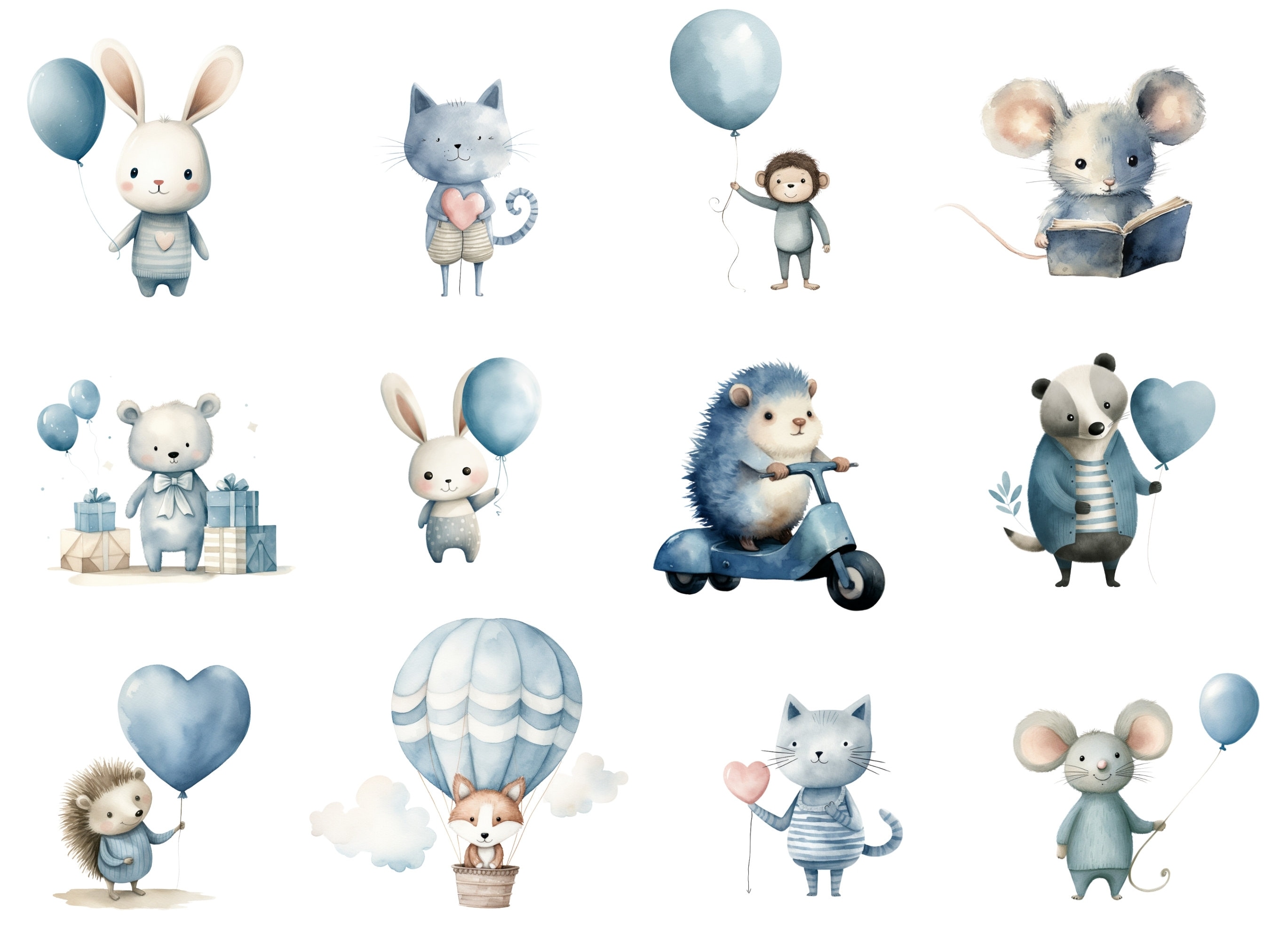 Baby Boy Animals Clipart,boy Baby Shower Clipart,boy Nursery Clipart ...