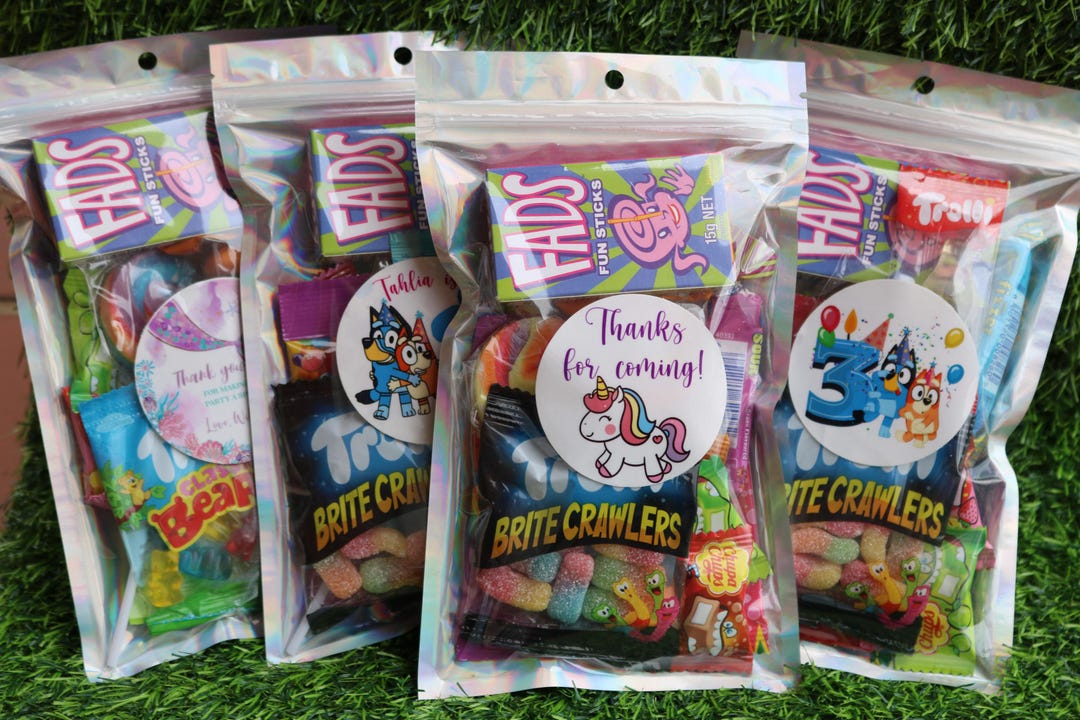 Personalised Party Favours | Custom Lolly Bags | Kids Birthday Treat ...